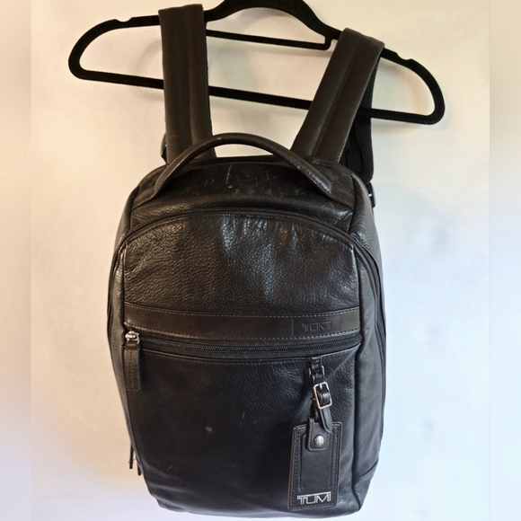 Tumi | Bags | Tumi Backpack Black Leather Width 12 High 1654 Depth 610 ...
